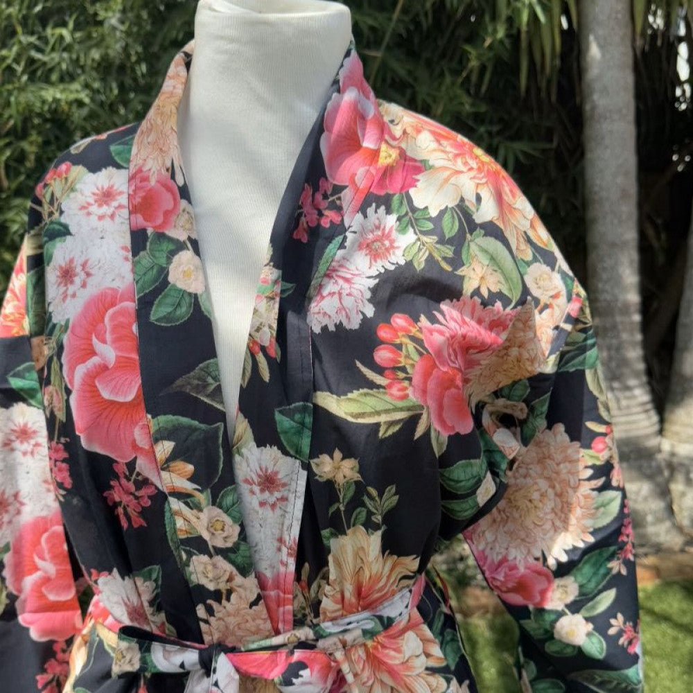 Fleur Kimono Robe - Black – My Sanctuary NZ & AU