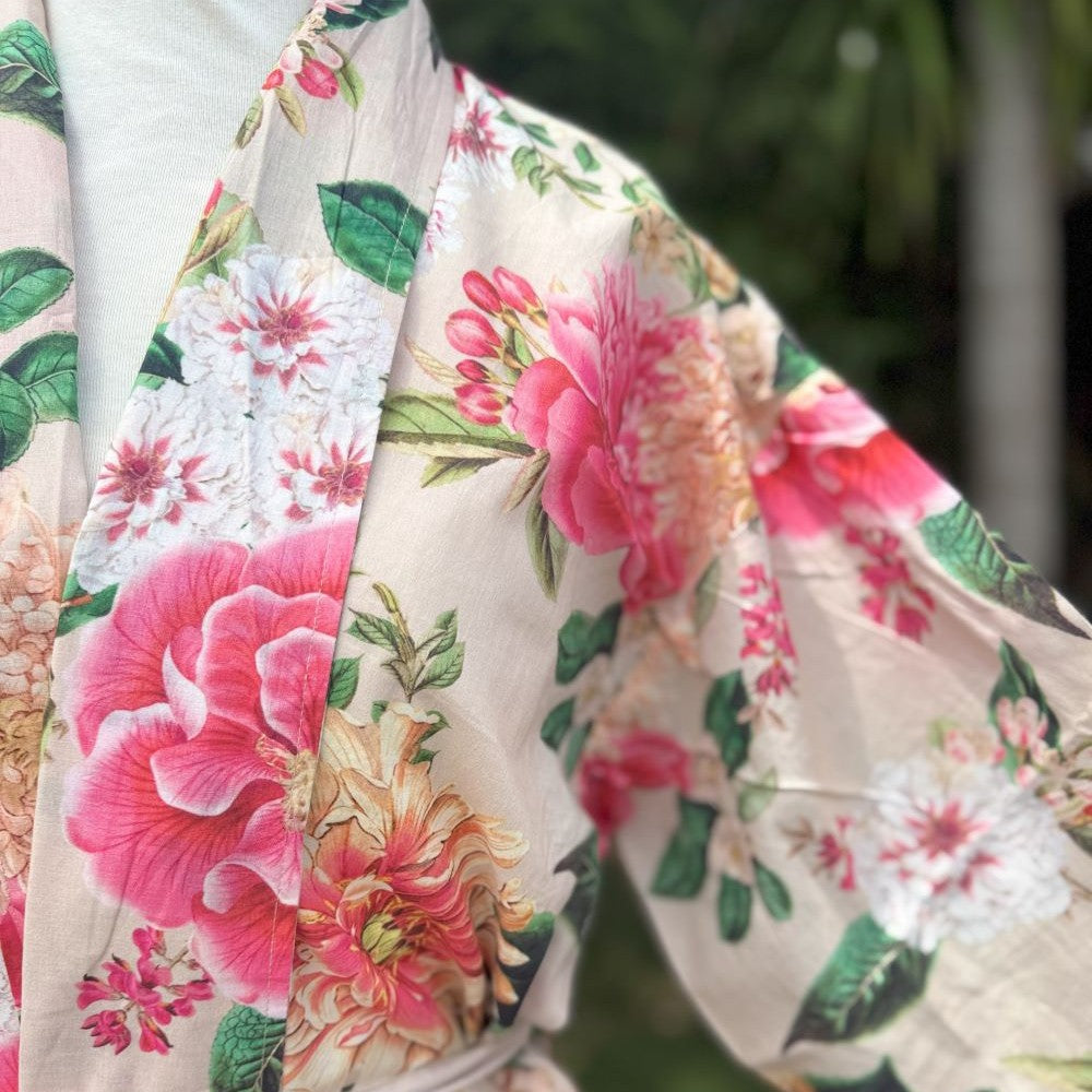 Fleur Kimono Robe - Sand – My Sanctuary NZ